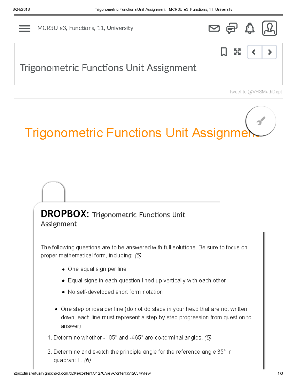Exam 4 August 2018, questions - 8/24/2018 Trigonometric Functions Unit ...