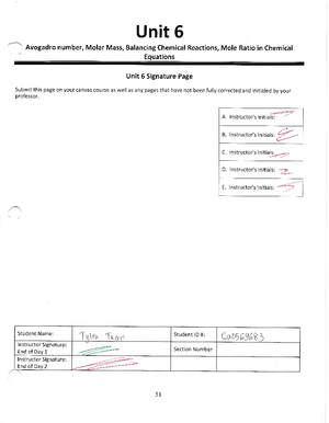 Unit 10 work book - answer key workbook - CHEM G110 - Studocu