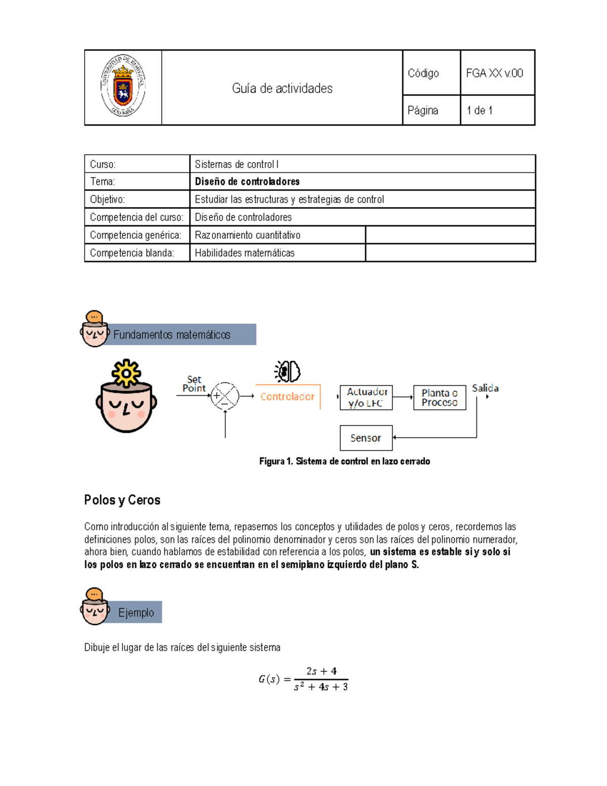 08 Diseño de controladores óptimos - Guía de actividades Página 1 de 1 ...