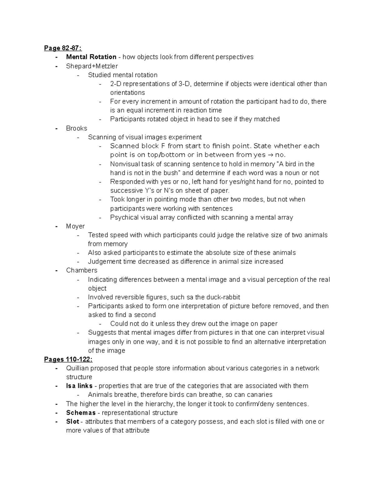 Psych 314 Study Guide 3 - Page 82-87: - Mental Rotation - how objects ...
