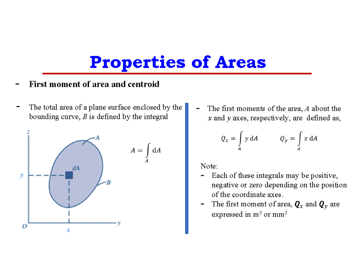 ME255 L1 3 Properties of Areas - The total area of a plane surface ...