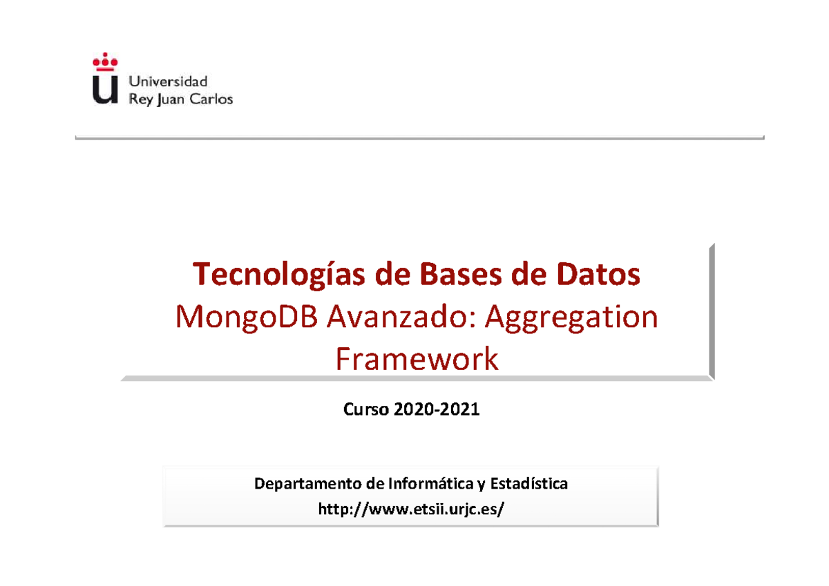 Agregaciones Mongo DB - Tecnologías de Bases de Datos MongoDB Avanzado ...