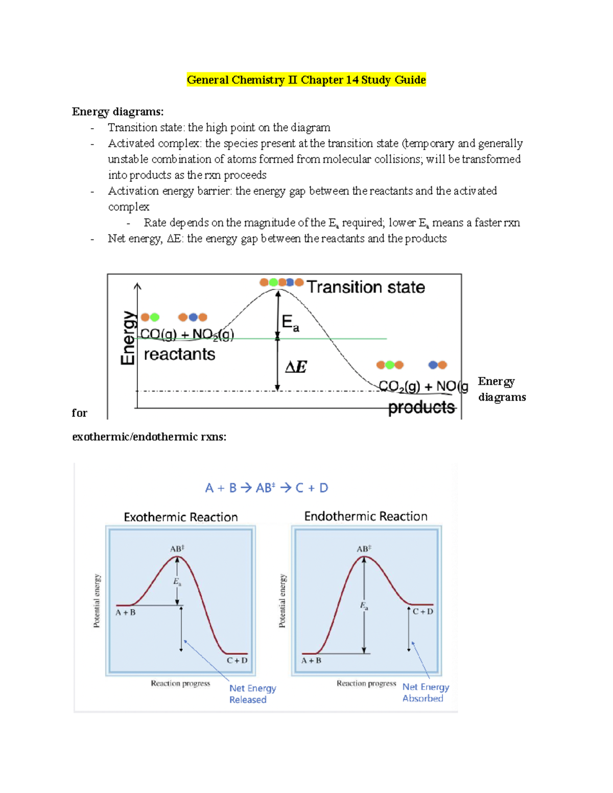 General Chemistry II Chapter 14 Study Guide Pt 11 - General Chemistry ...