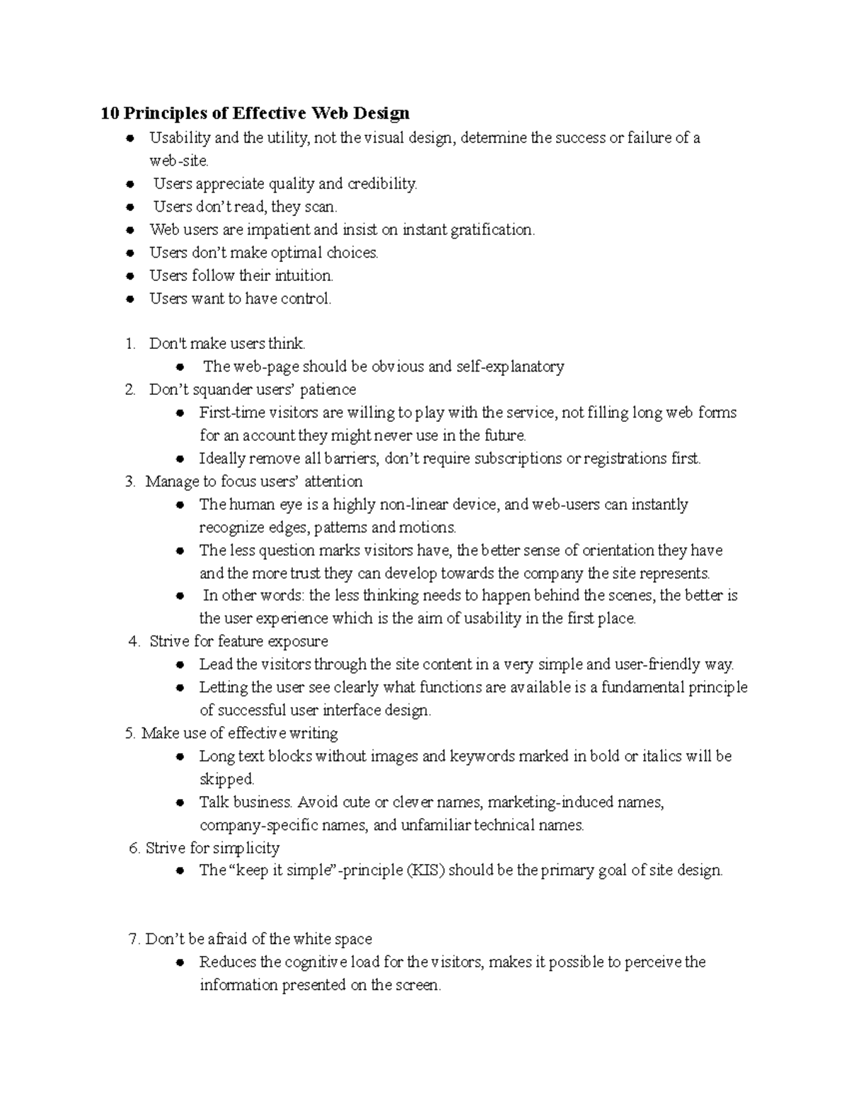 Webpage dev notes - 10 Principles of Effective Web Design Usability and ...