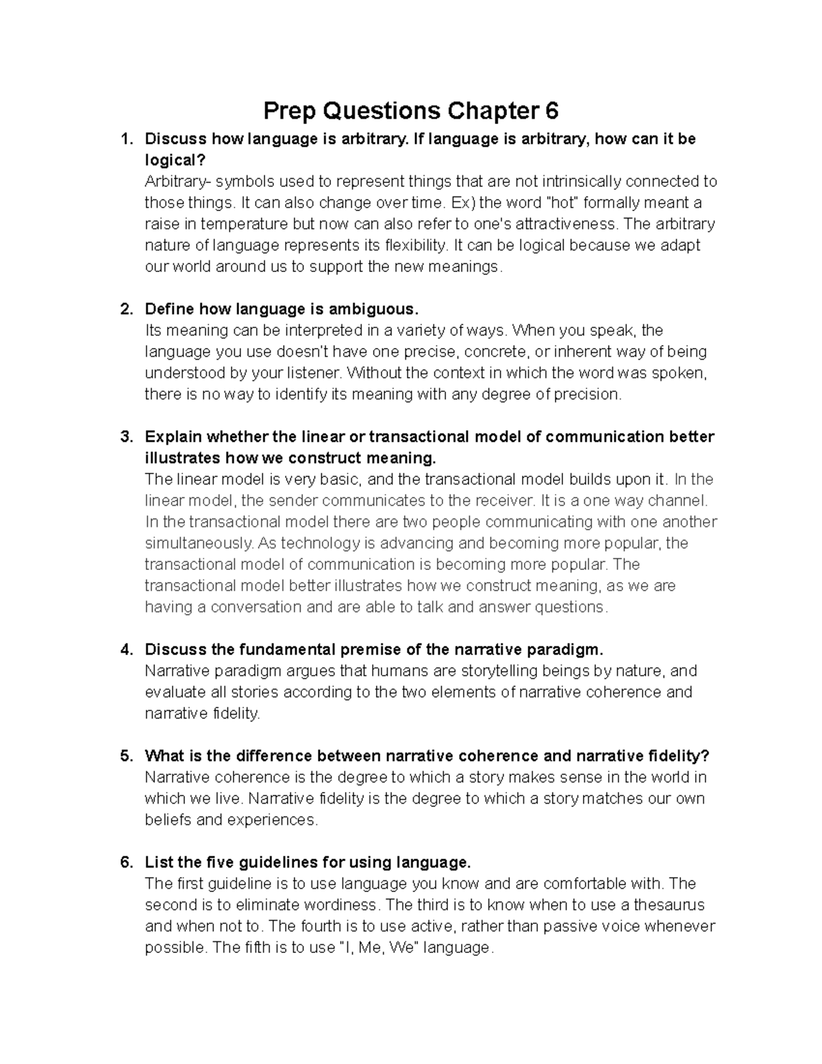 Prep questions - If language is arbitrary, how can it be logical ...