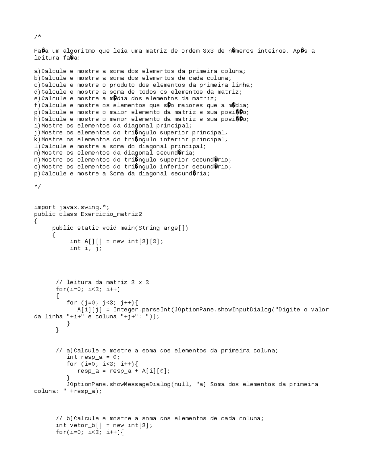 Algoritmos 2 fontes unidade 1 exercicios matriz matriz 2 - Algoritimos ...