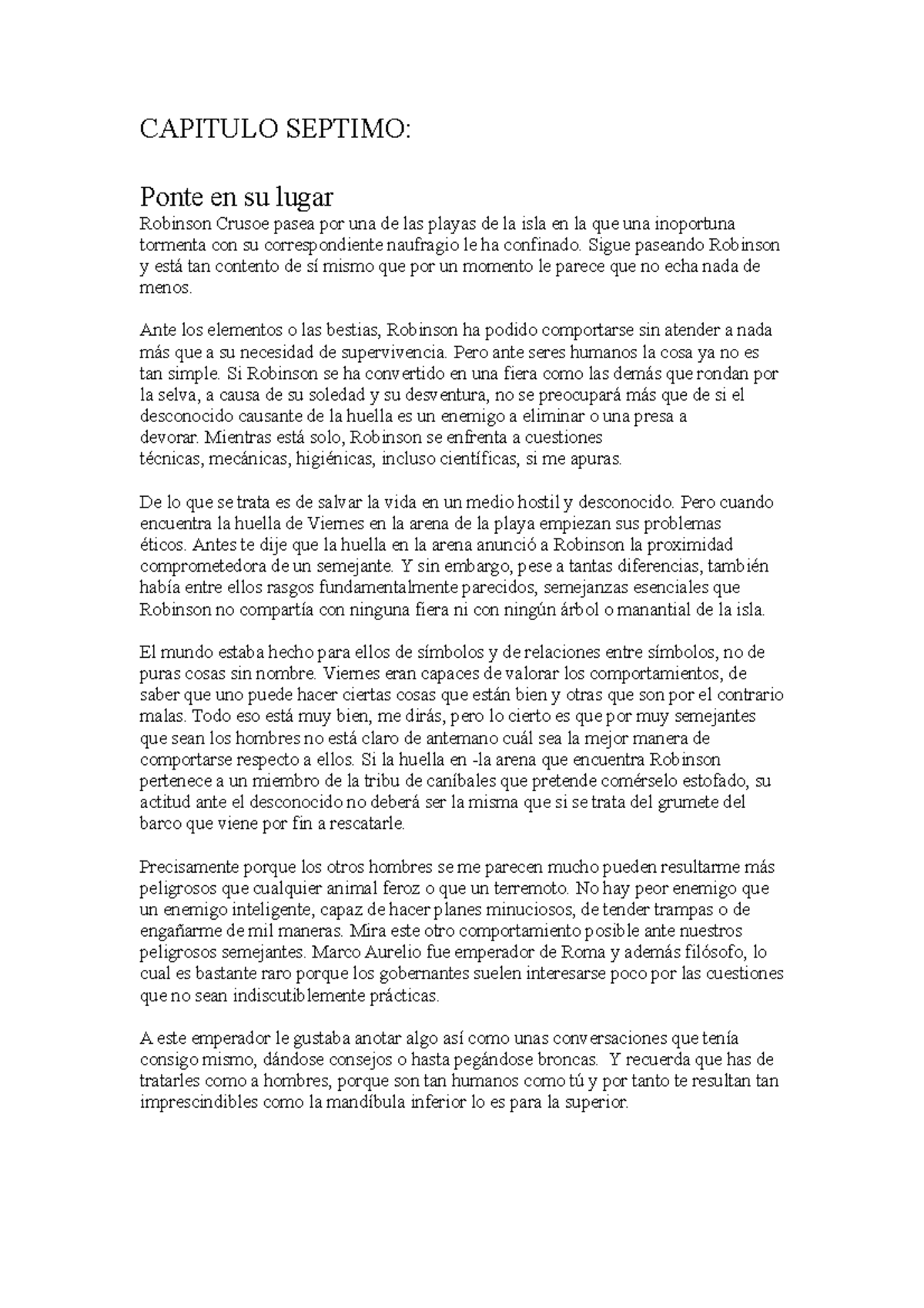 Capitulo 7 - asdf - CAPITULO SEPTIMO: Ponte en su lugar Robinson Crusoe pasea por una de las ...