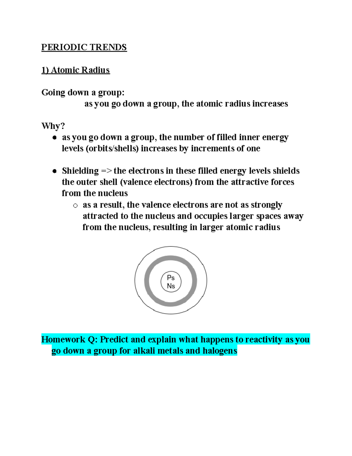 13 Periodic Trends - Atomic and Ionic Radii notes - PERIODIC TRENDS ...