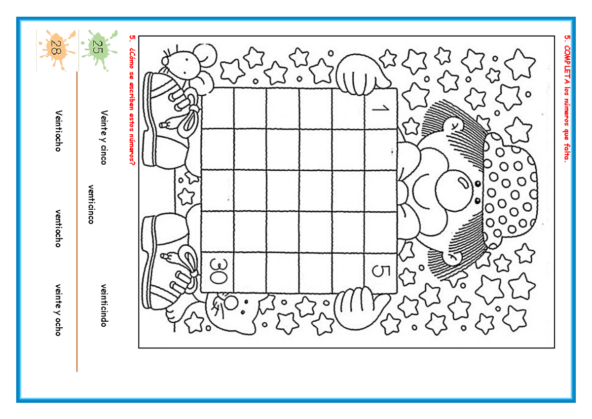 2º U2 S1 Ficha D4 MAT LOS Nùmeros Hasta EL 30-1-6 - 5. COMPLETA los ...