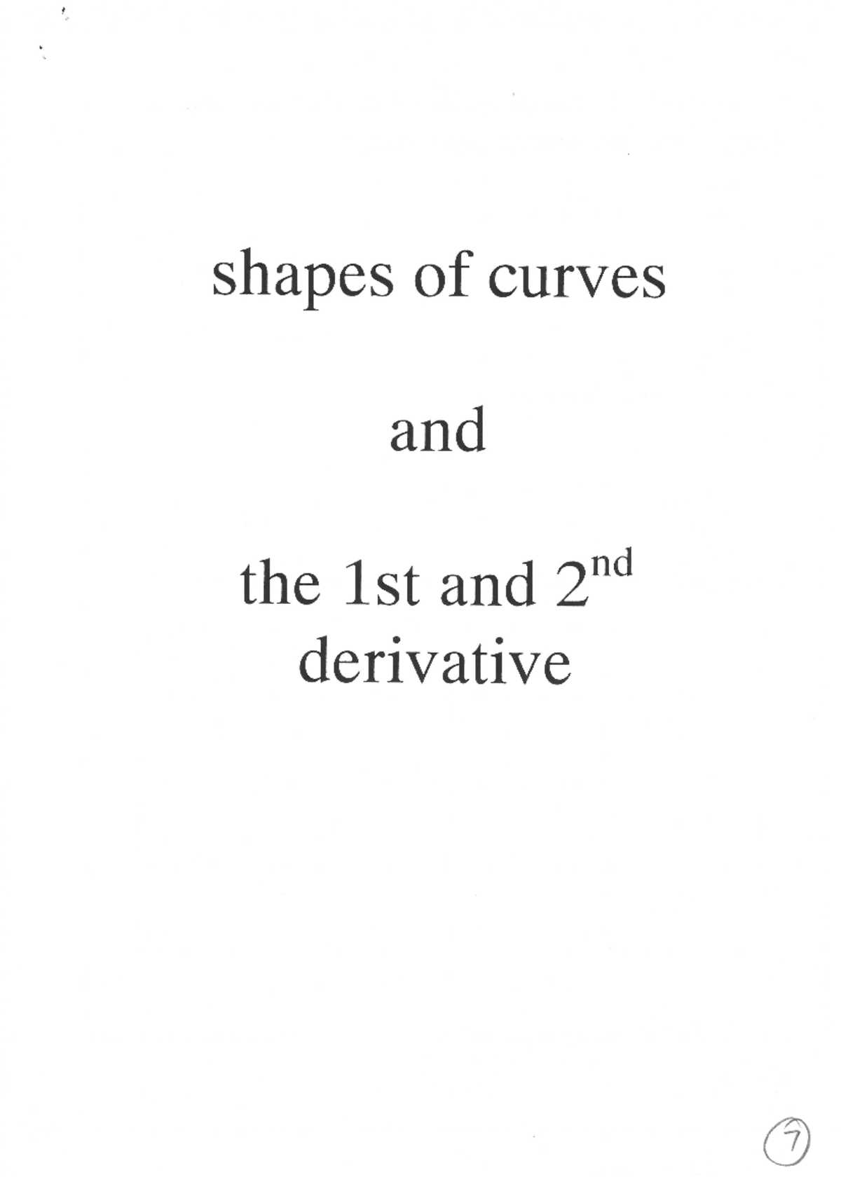 Worksheets 1st and 2nd derivative - Studocu