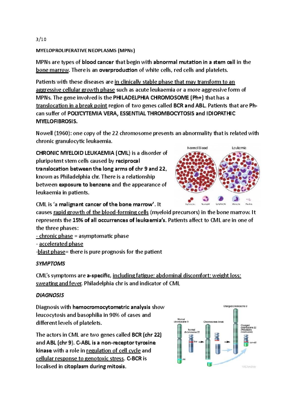 clinical molecular biology appunti - 3/ MYELOPROLIFERATIVE NEOPLASMS ...