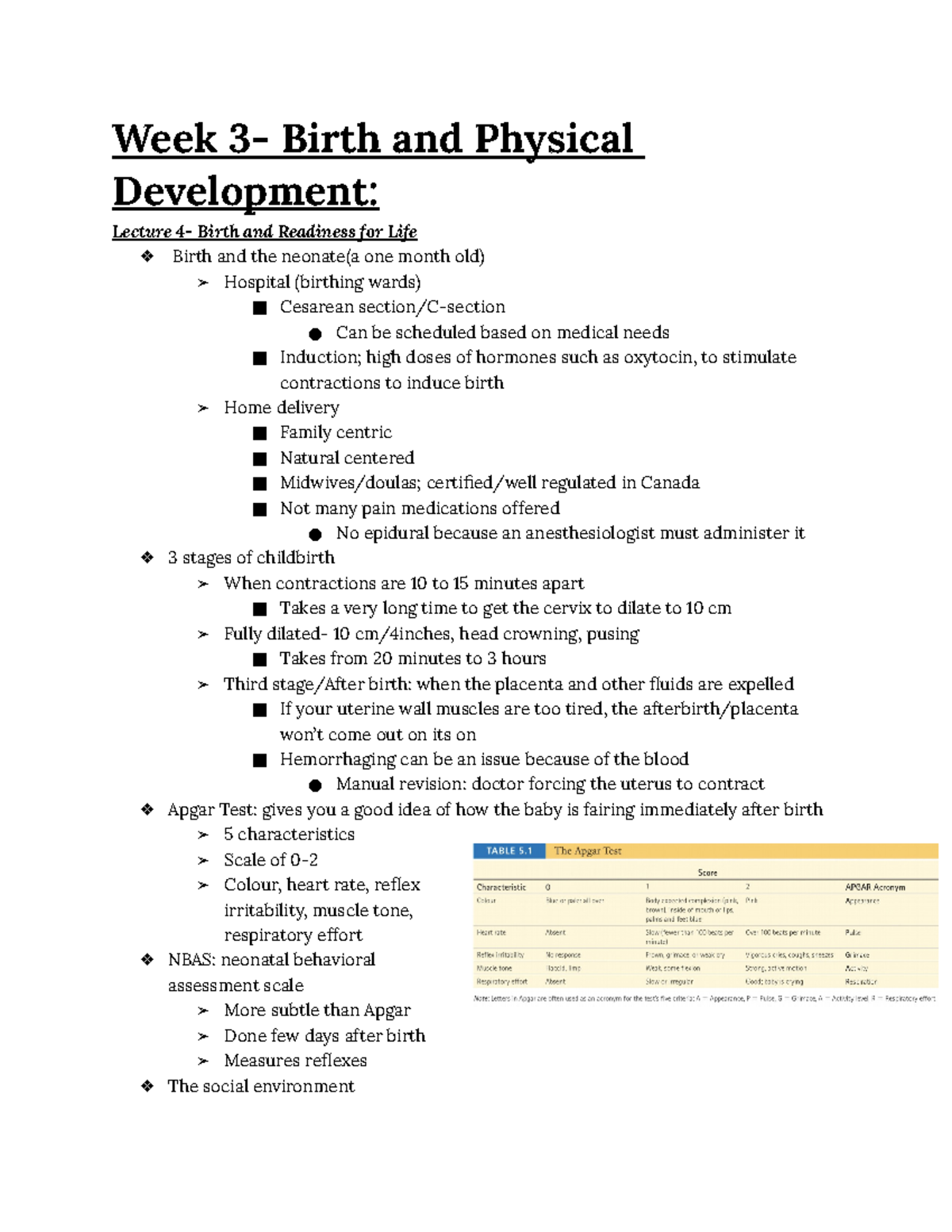 Week 3 of Childhood Development - Week 3- Birth and Physical ...