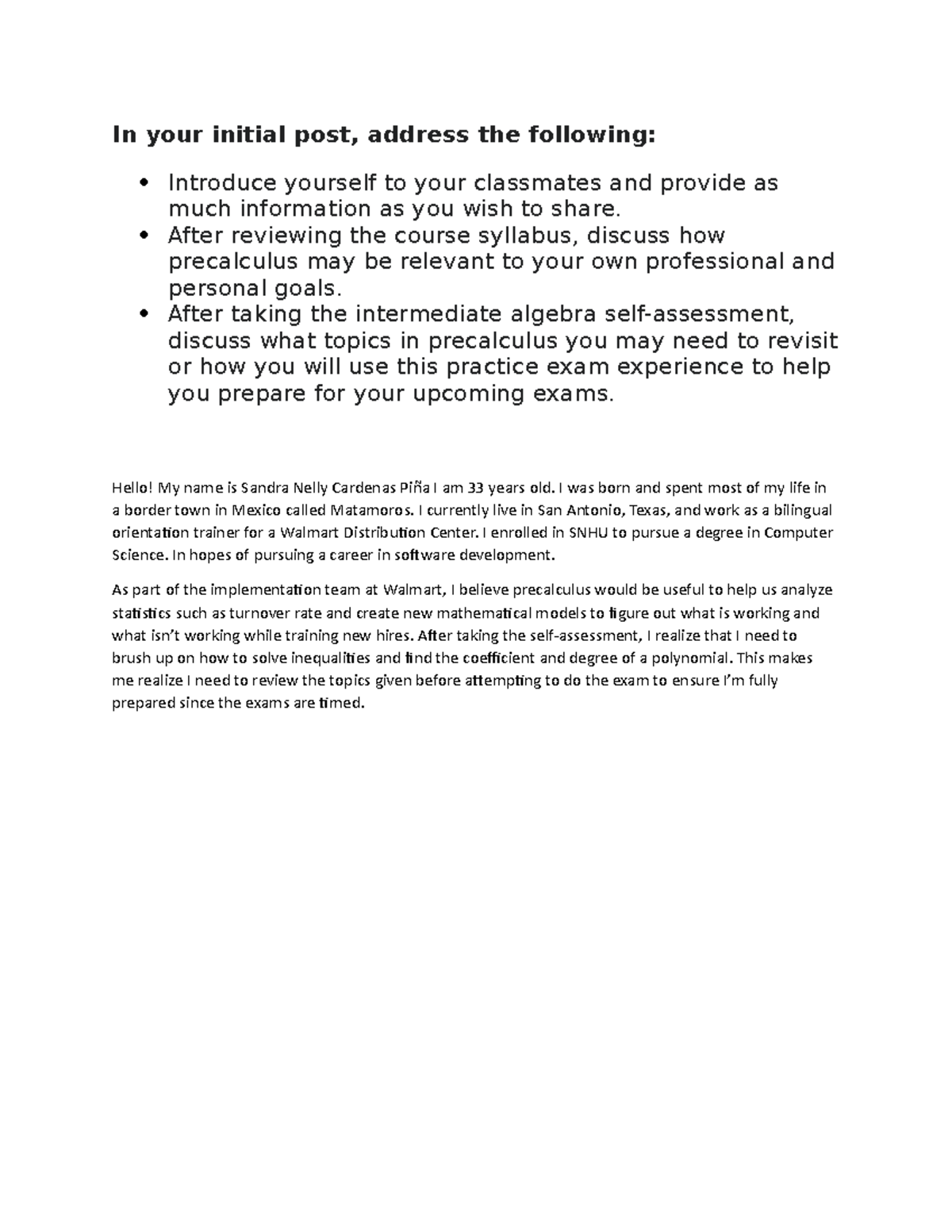 Module 1 discussion MAT 140 - In your initial post, address the ...