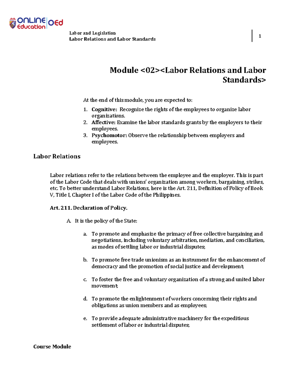 Labor and Law 2 - this a pdf copy of lecture - Labor Relations and ...