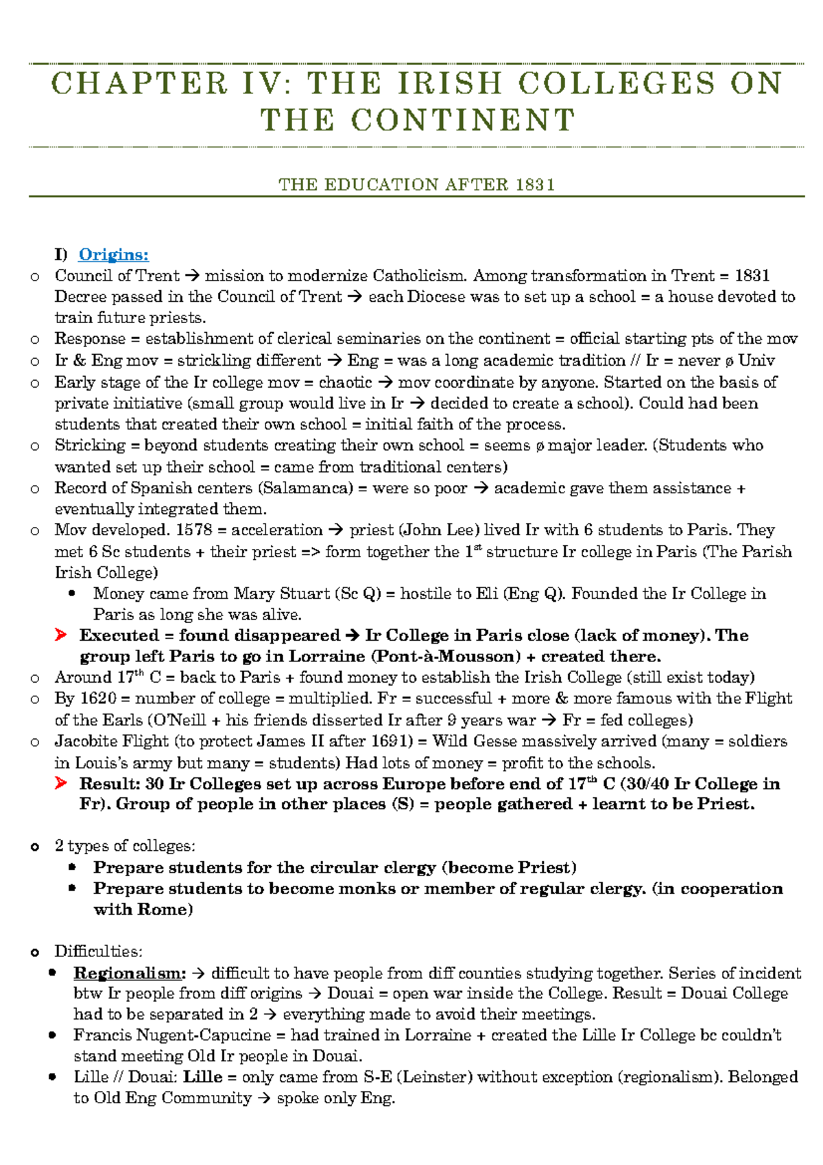 Irish schools on the continent - CHAPTER IV: THE IRISH COLLEGES ON THE ...