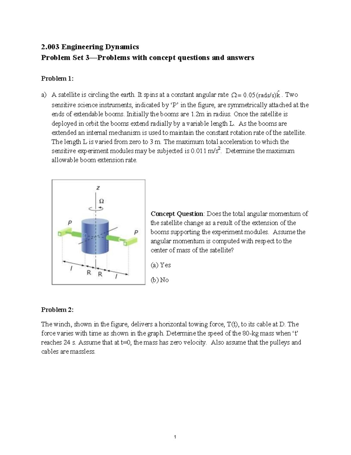 A96dd69425043 a22143 faf4553e8b664 MIT2 003SCF11 pset3 - 2 Engineering Dynamics Problem Set ...
