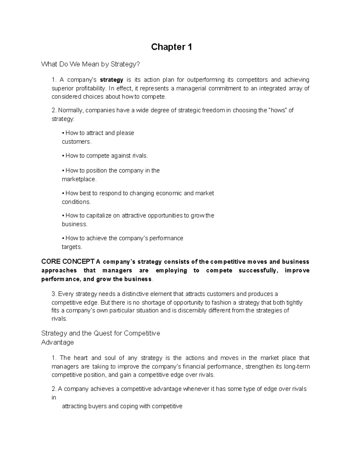 Strategy Notes CH 1-3 - Chapter 1 What Do We Mean by Strategy? A ...