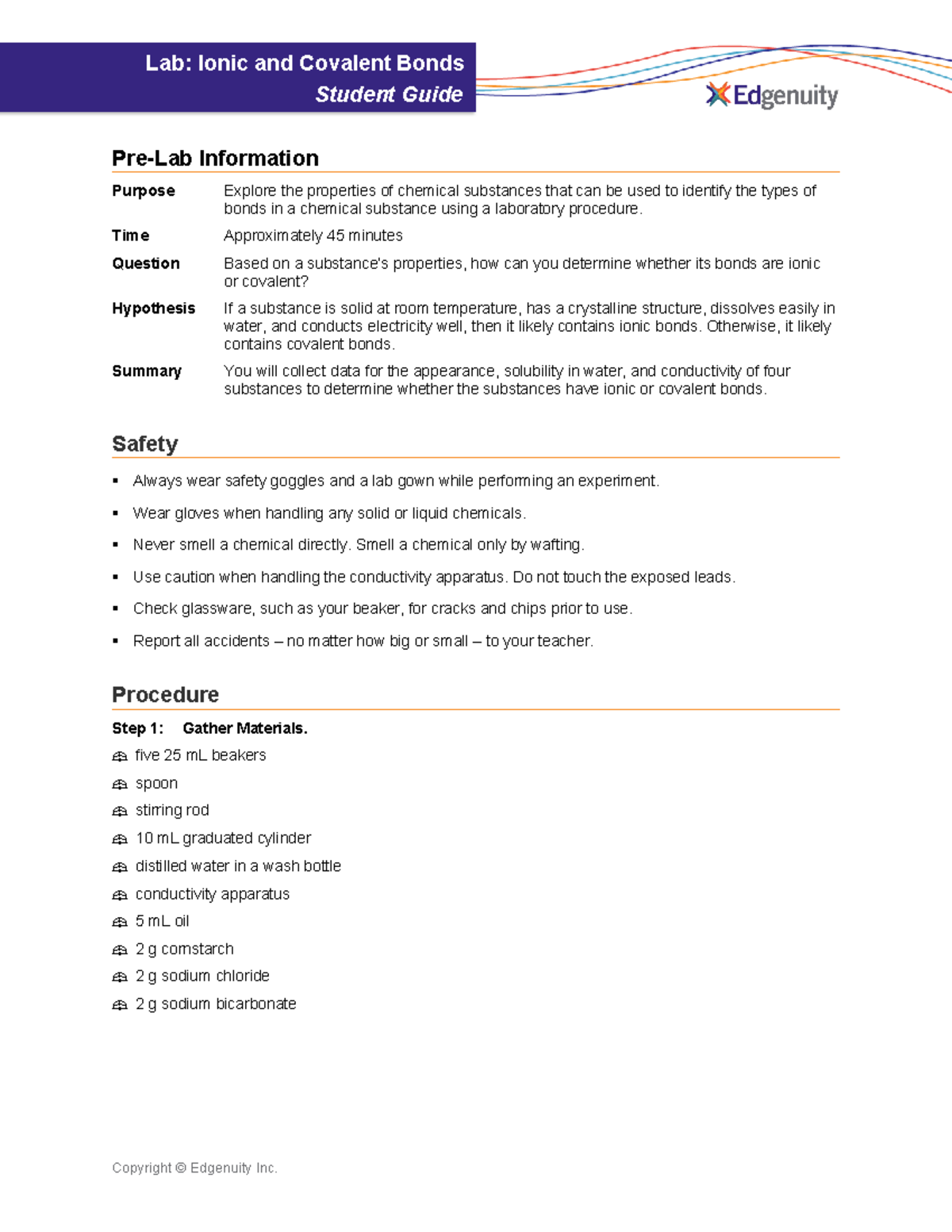 Chemistry-Ionic and Covalent Bonds-Student Guide - Lab: Ionic and ...