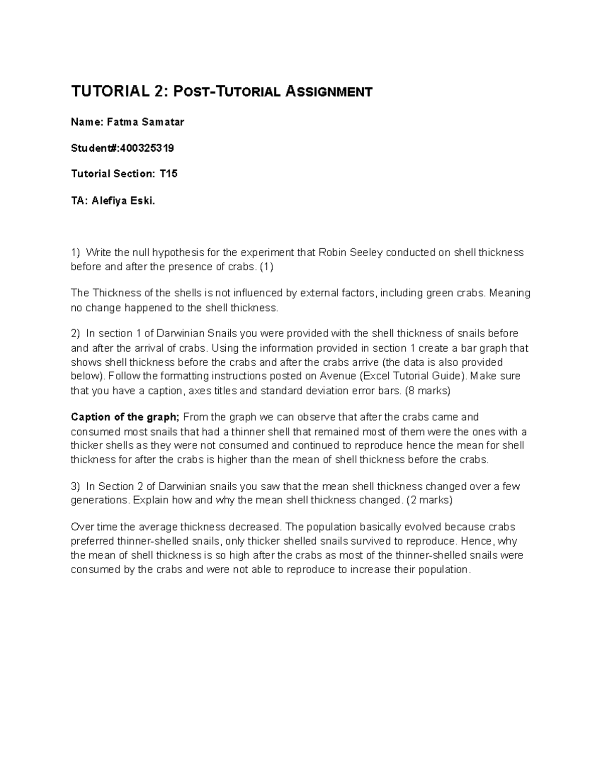 Biology post-tutorial assignment - TUTORIAL 2: P OST -T UTORIAL A ...