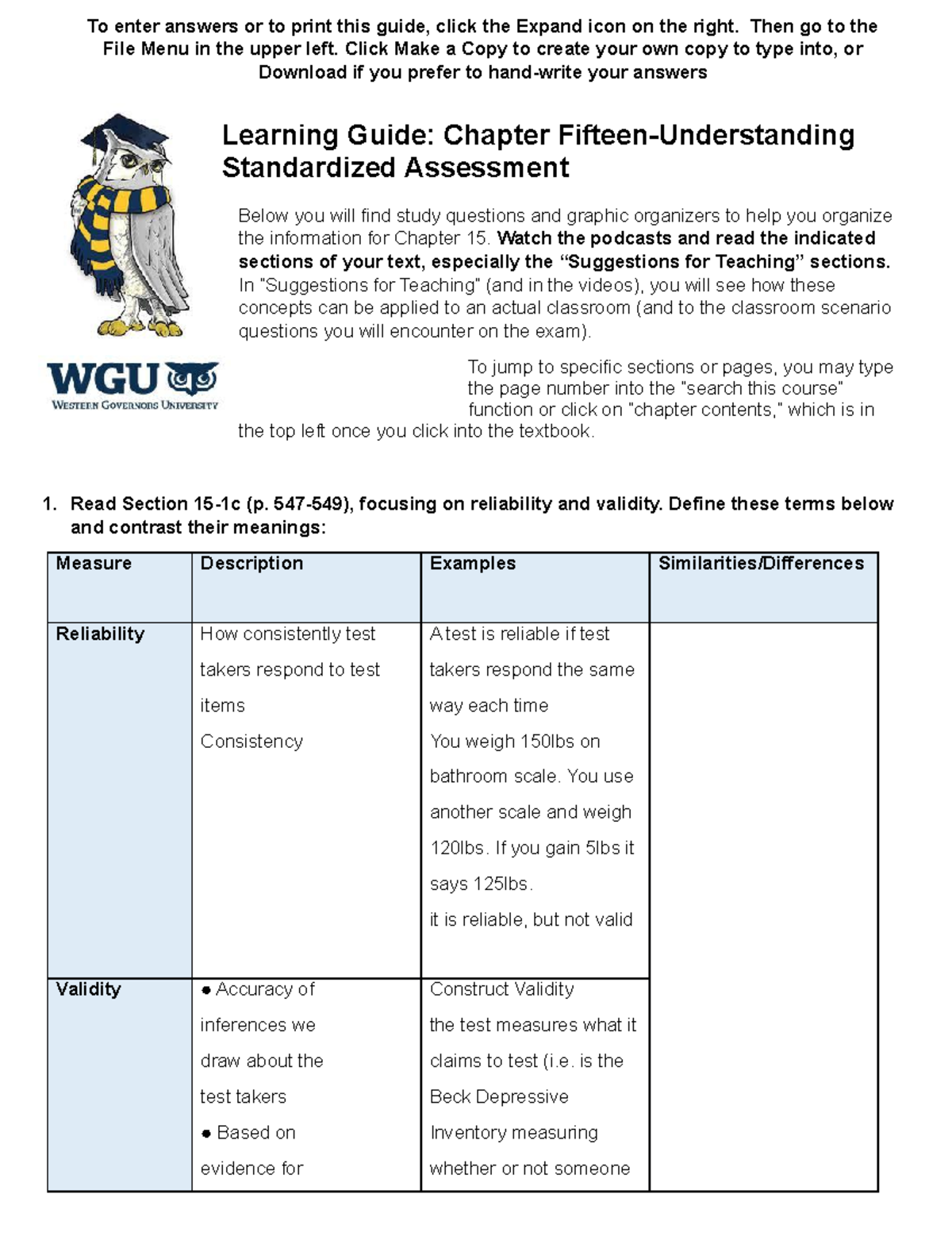 Chapter 15 Learning Guide - To enter answers or to print this guide ...