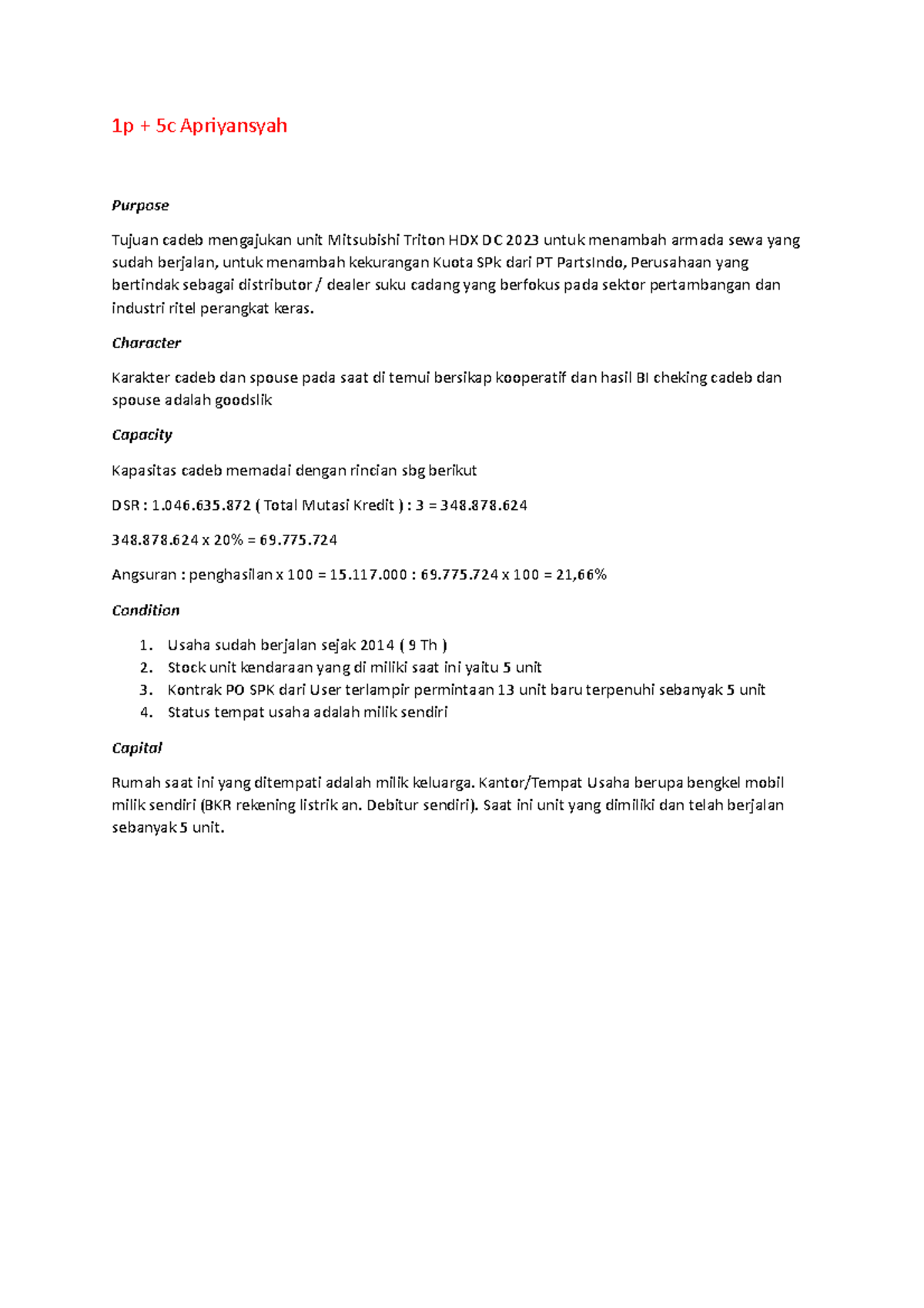 1P 5C Apriyansyah - 1234 - 1p + 5c Apriyansyah Purpose Tujuan cadeb ...