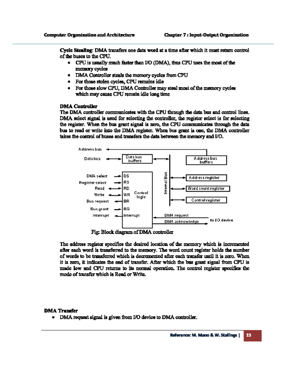 DMA - useful - Computer Organization and Architecture Chapter 7 : Organization Cycle Stealing ...