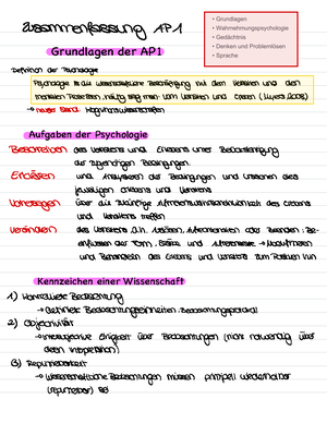 2. Vorlesung Allgemeine 2 - Allgemeine Psychologie Weiterführung Folien: (bis zum 1.4) Lernen ...