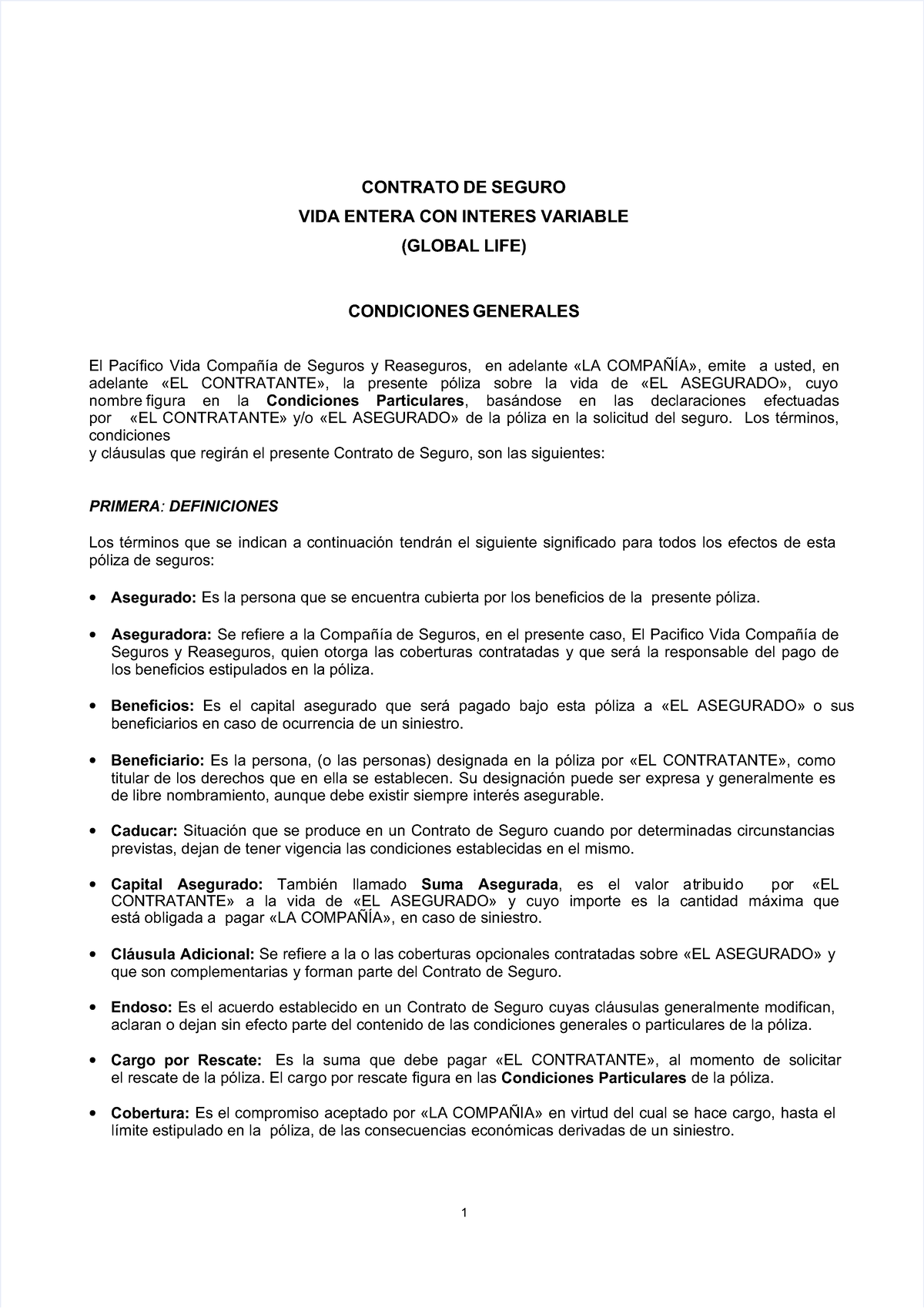 Pdf-contrato-de-seguro-vida-entera-global-life compress - CONTRATO DE ...