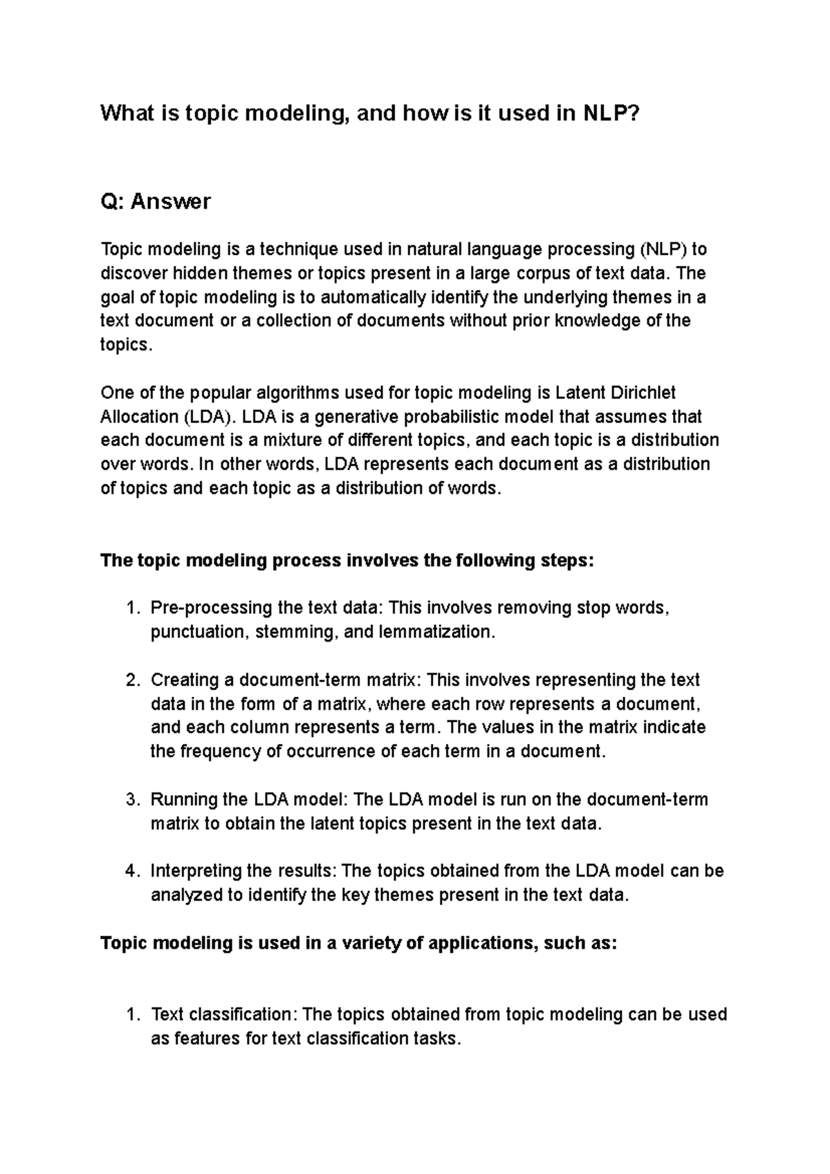 What is topic modeling, and how is it used in NLP - The goal of topic ...