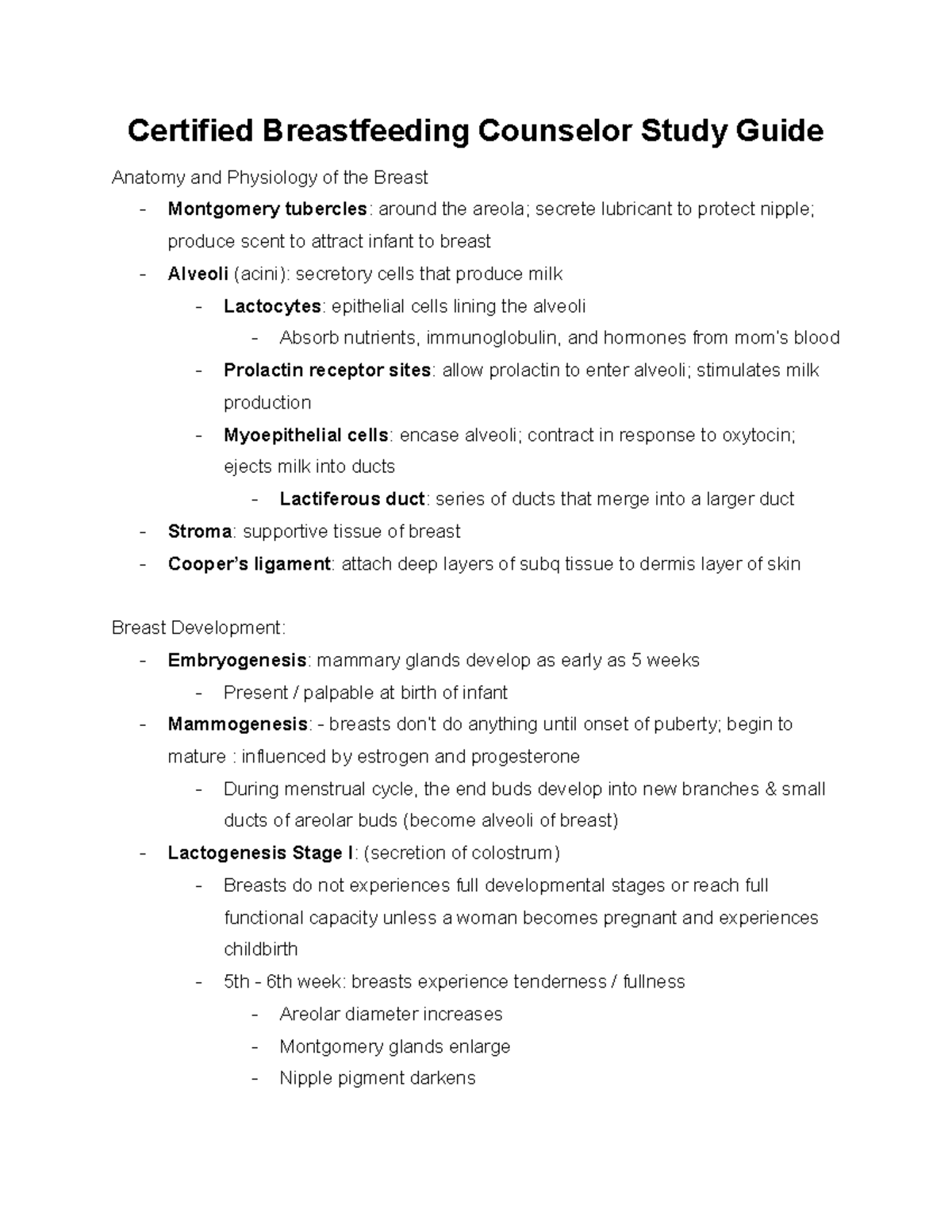 Certified Breastfeeding Counselor Study Guide - Neuman’s all purpose ...