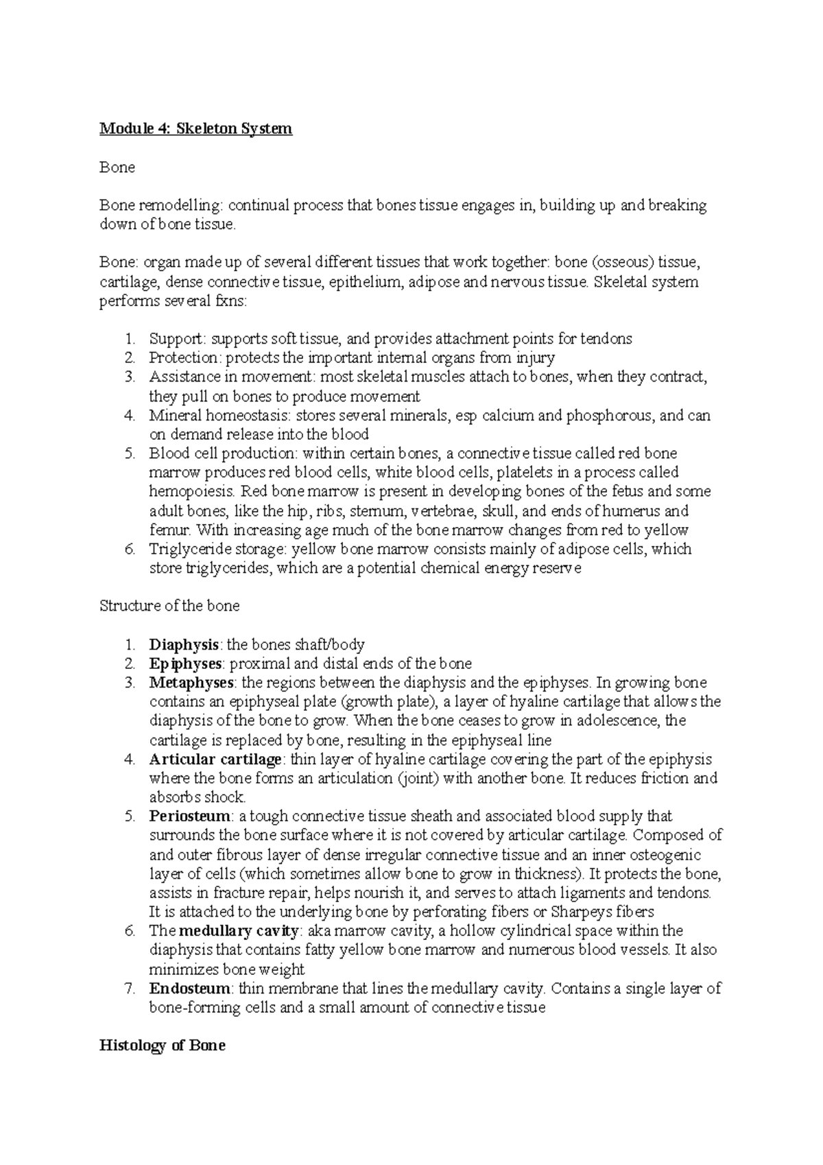 Anatomy-Skeletal Sytem - Module 4: Skeleton System Bone Bone ...