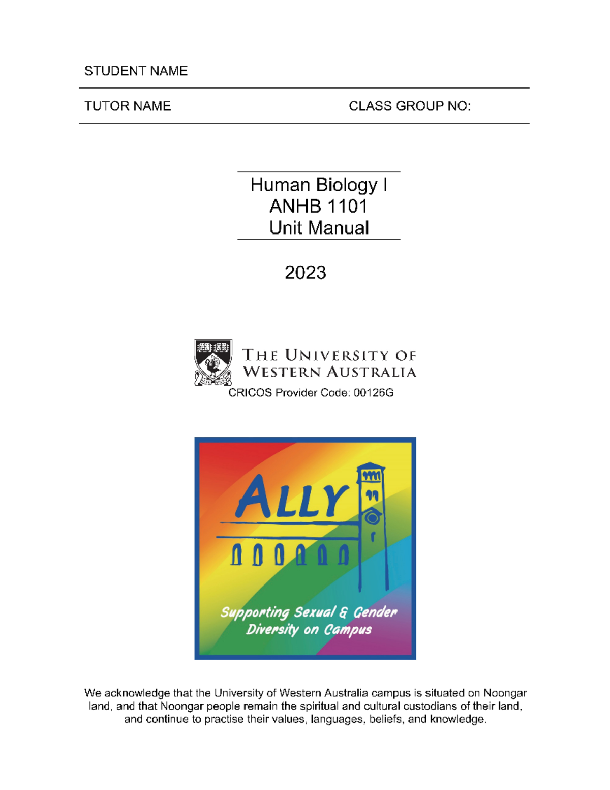 Unit OUtline - ANHB1101 - ANHB1101 - Studocu