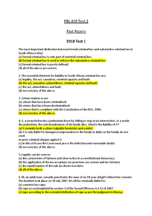 2021 PBL TEST 1 - Previous question papers practice - PBL 410 - UP ...