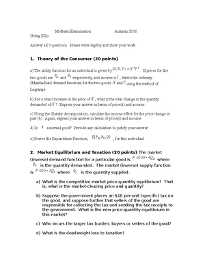 Sample Midterm 1 AK - ECON 300 E Sample Midterm 1 100 Points, 90 ...