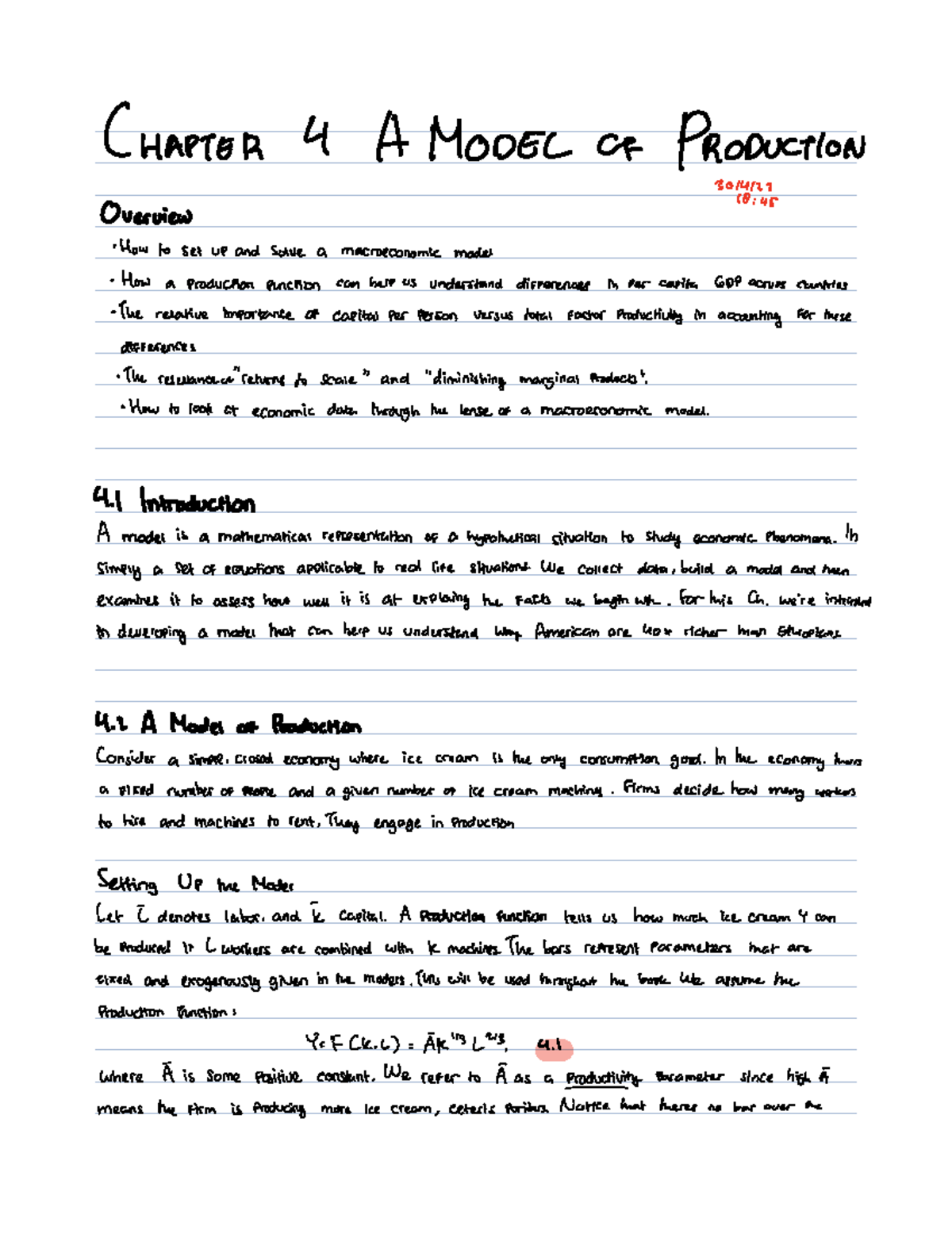Chapter 4 - A Model of Production - CHAPTER 4 A MODEL A PRODUCTION ...