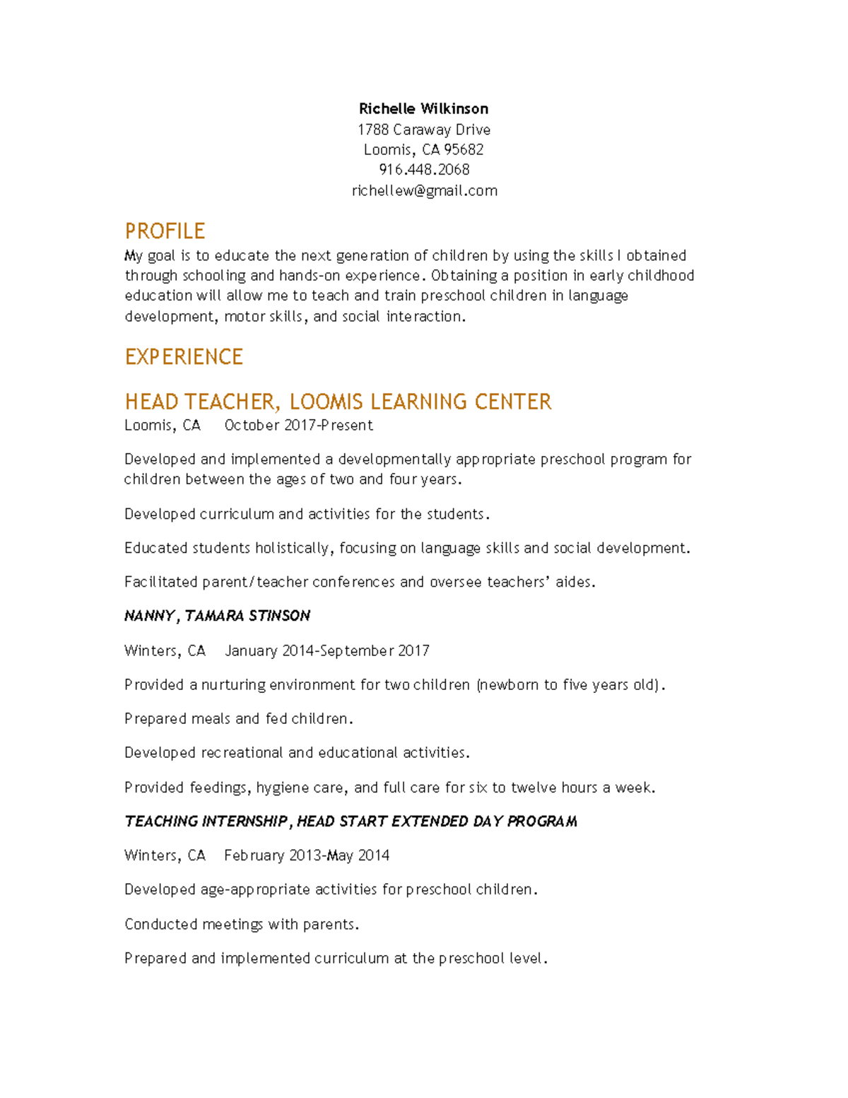 Resume-02 (1) cgs example - Richelle Wilkinson 1788 Caraway Drive ...