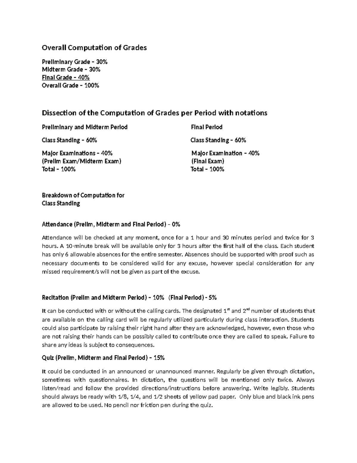 Class Orientation 1st Sem SY 2024 2025 - Overall Computation of Grades ...