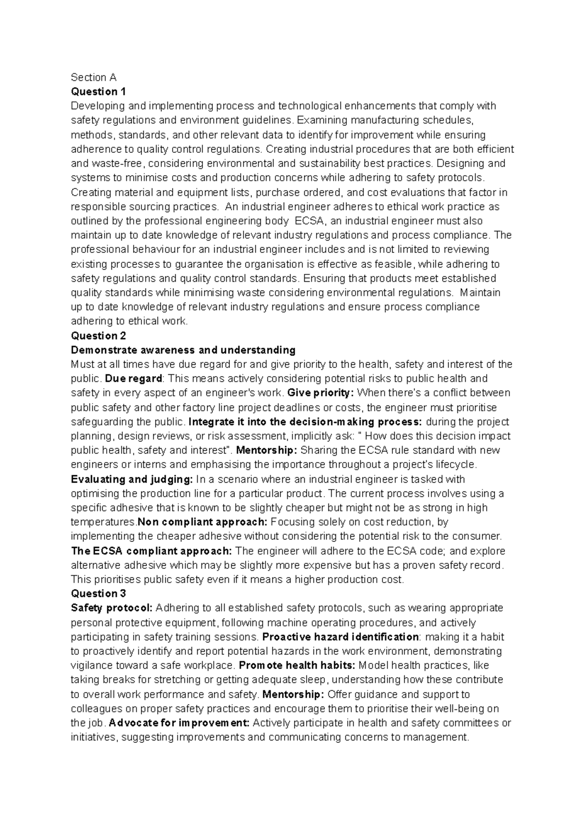 Ethics Assingment - Section A Question 1 Developing and implementing ...