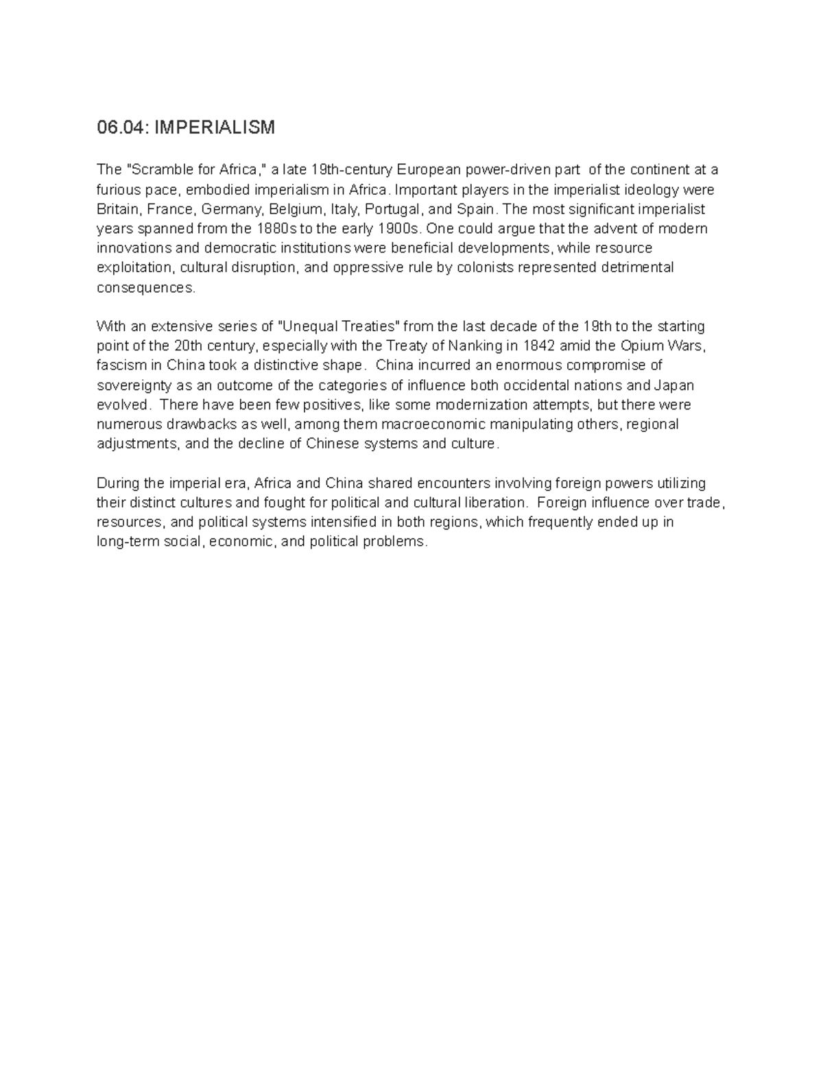 Imperialism World history - 06: IMPERIALISM The "Scramble for Africa ...