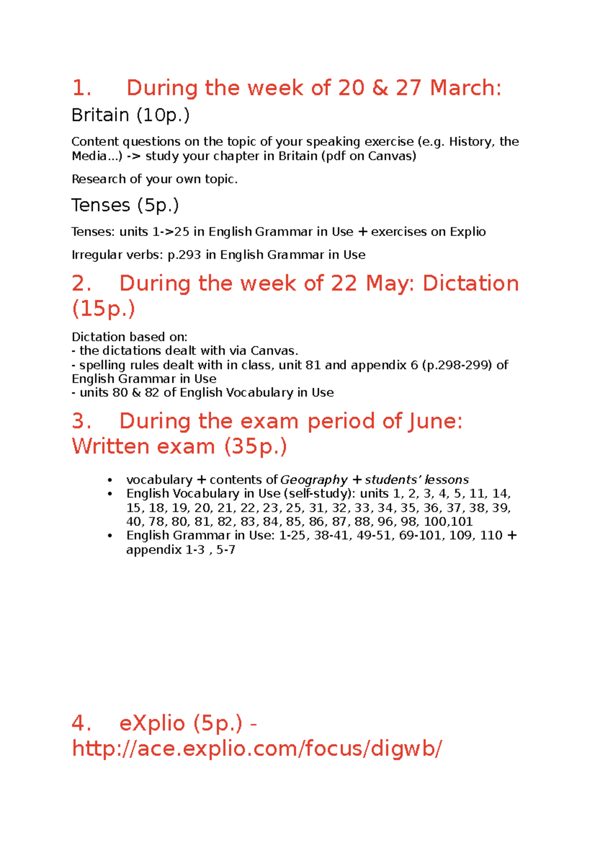 Engels - Food and drinks - 1. During the week of 20 & 27 March: Britain ...