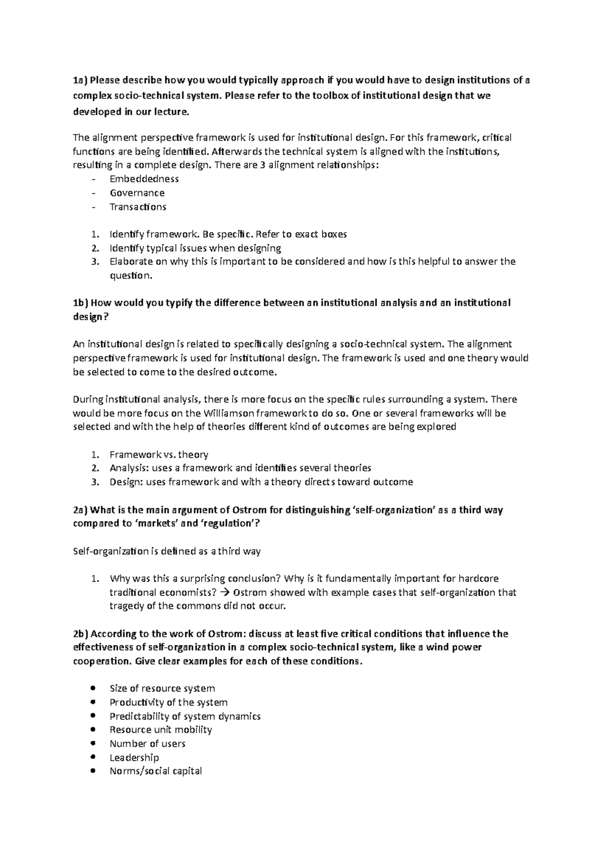 Workshop 4 - Example exam questions and answers - 1a) Please describe ...