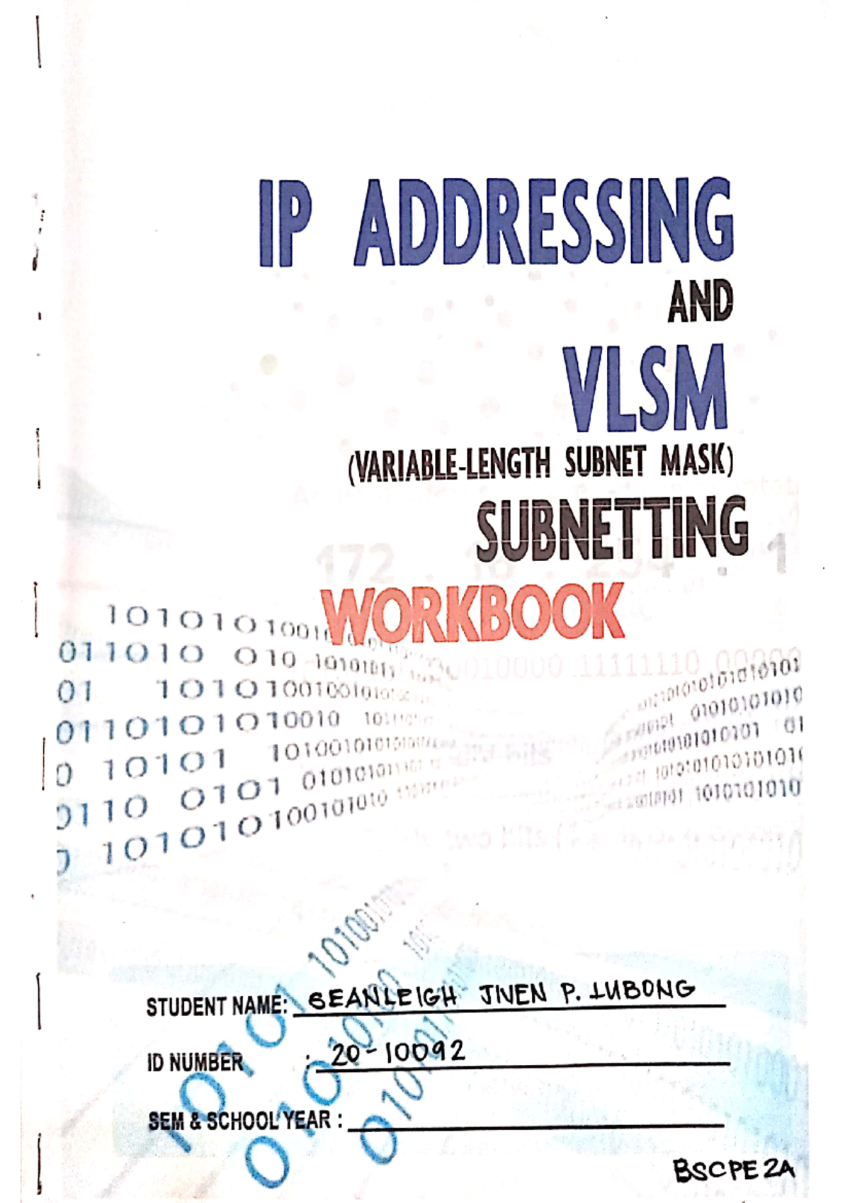 Subnetting AND VLSM Workbook (Cp E) - computer engineering - Studocu