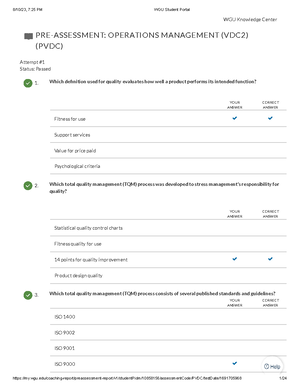 C215 Pre-Assessment with answers - PRE-ASSESSMENT: OPERATIONS ...