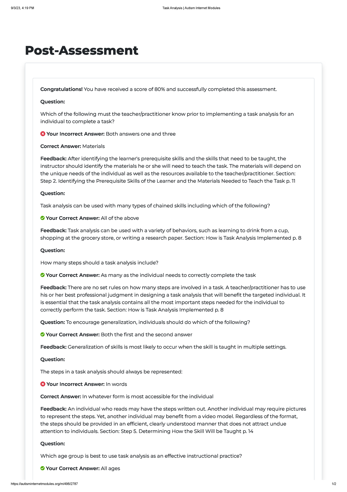 Task Analysis Autism Internet Modules - 9/3/23, 4:19 PM Task Analysis ...