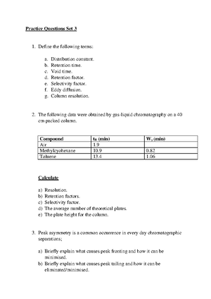 CHE311 tutorial 3 - REV - CHE 311 tutorial 3 25 August 2014 The efficiency of a new 30 m long GC ...