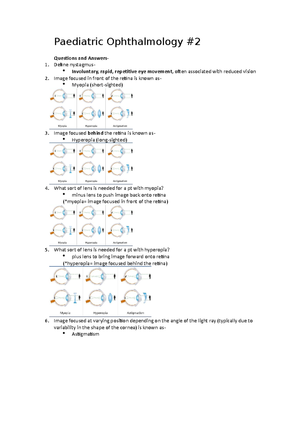 Paediatric Ophthalmology #2 - Paediatric Ophthalmology Questions and ...