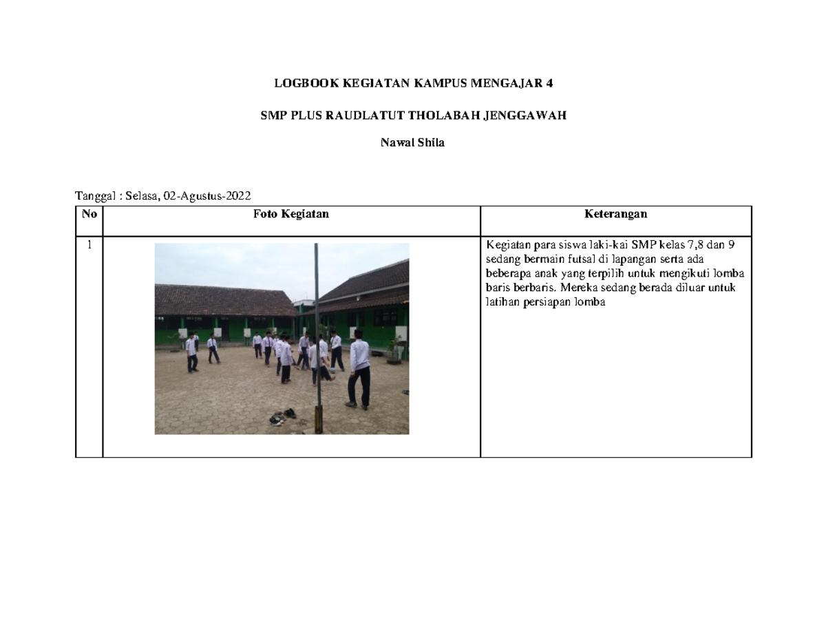 Logbook hari kedua - LOGBOOK KEGIATAN KAMPUS MENGAJAR 4 SMP PLUS ...