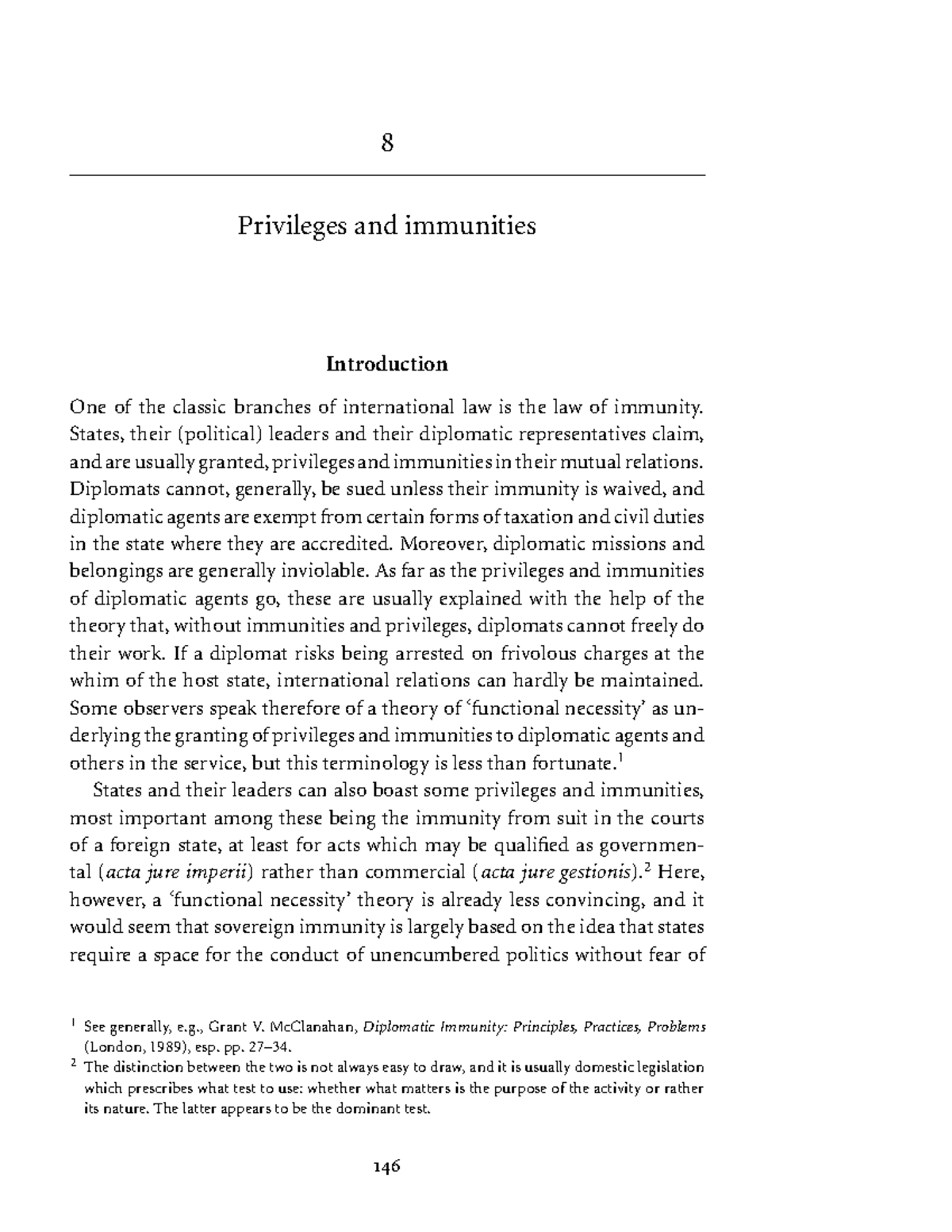 Privilege and immunity From Jan Klabbers - An Introduction to ...