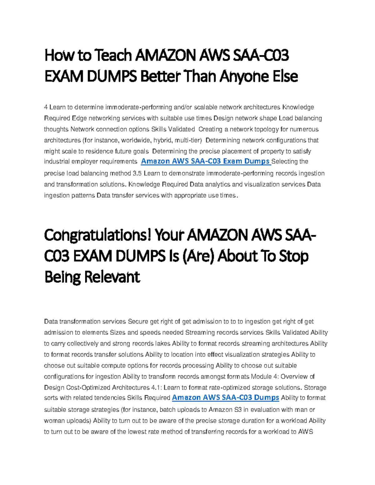 Amazon 4 - How to Teach AMAZON AWS SAA-C 03 EXAM DUMPS Better Than ...