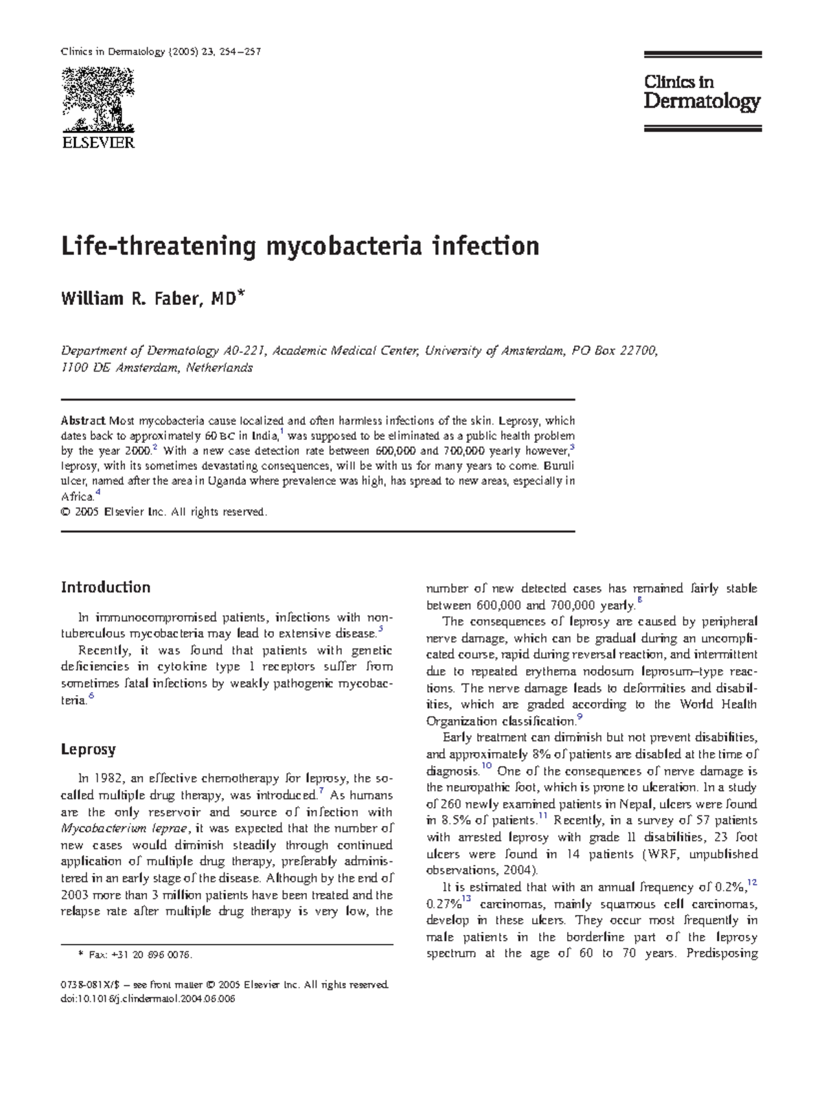 Life-threatening mycobacteria infection - Faber, MD* Department of ...